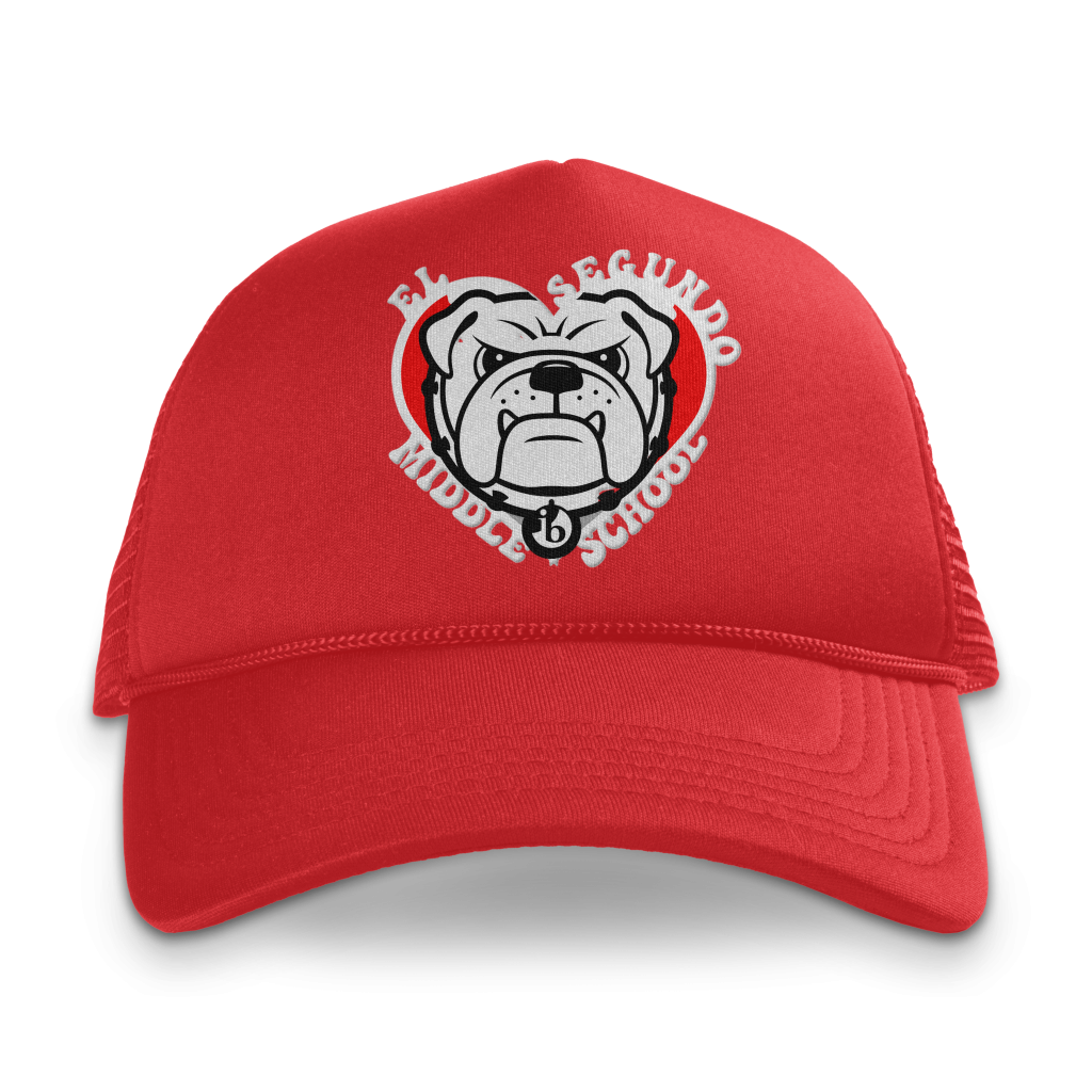 Heart Bulldog Trucker Hat - Mychal's Printing & Embroidery